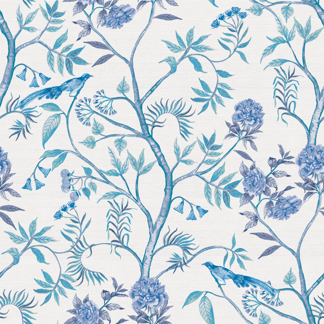 Chinoiserie Printed Authentic Grasscloth Wallpaper – Tempaper & Co.