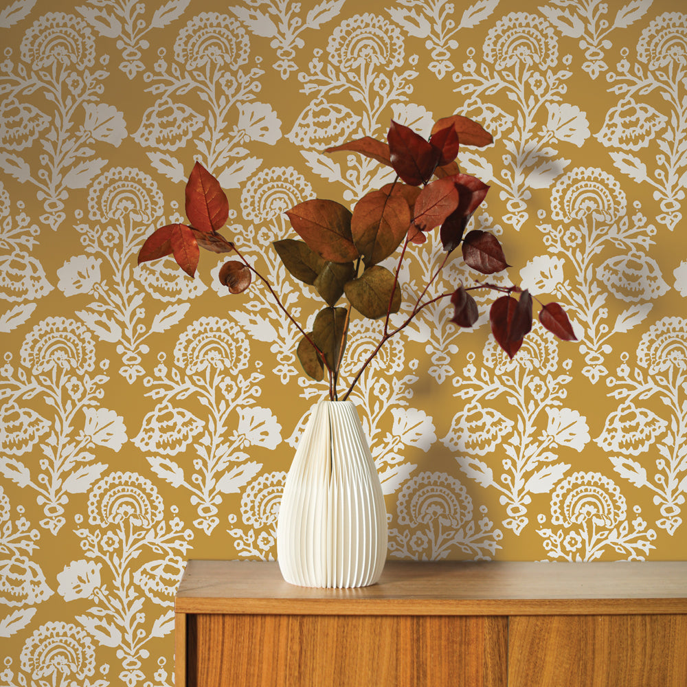 Floral Damask Peel And Stick Wallpaper | Tempaper & Co.