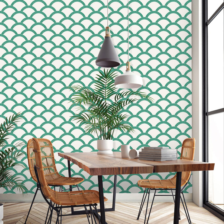 Mosaic Scallop Peel And Stick Wallpaper | Tempaper & Co.